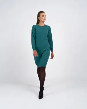 KETTLEWELL Crew Neck Merino Wool Knitted Dress - Teal
