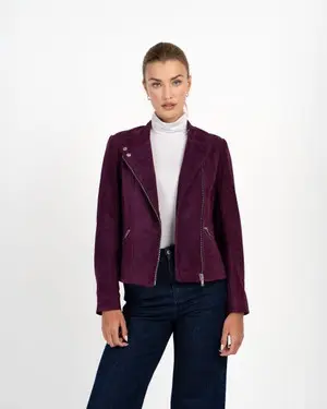 KETTLEWELL Suede Biker Jacket - Cassis