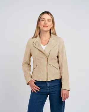 KETTLEWELL Suede Biker Jacket - Champagne