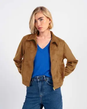 KETTLEWELL Harper Suede Bomber Jacket - Camel