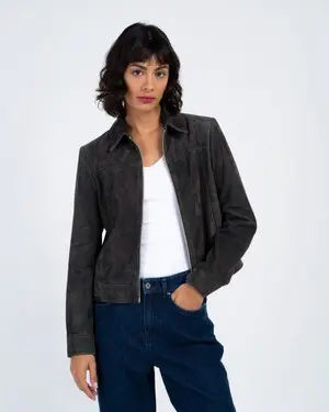 KETTLEWELL Harper Suede Bomber Jacket - Shadow Grey