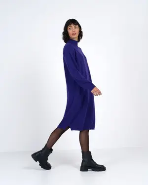 KETTLEWELL Turtle Neck Merino Wool Knitted Dress - Sapphire