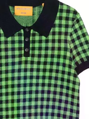 Guest In Residence Shrunken Checked Polo Top - Green