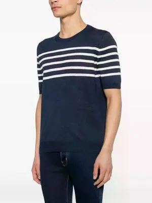 GRAN SASSO Striped Short-sleeve Sweater