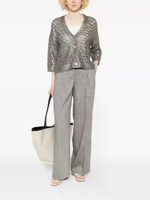 Peserico Button Crochet Cardigan - Silver