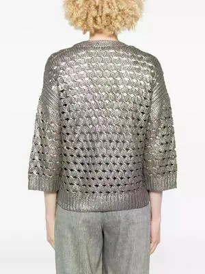 Peserico Button Crochet Cardigan - Silver