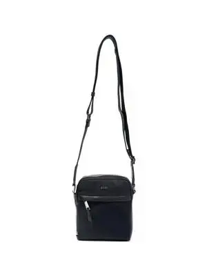 BOSS Messenger Bag With Leather Trims - Blue