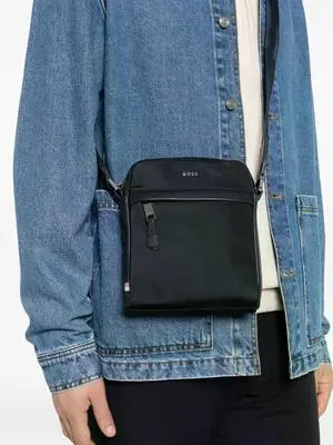 BOSS Messenger Bag With Leather Trims