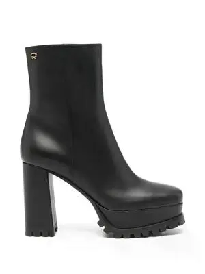 GIANVITO ROSSI Block-heel Leather Ankle Boots - Black