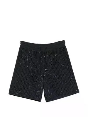 VENUJA Drawstring Crystal-embellished Shorts - Black