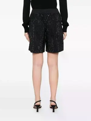 VENUJA Drawstring Crystal-embellished Shorts - Black