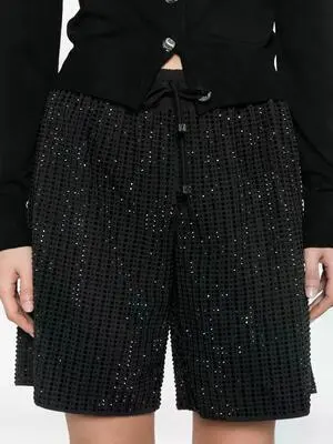 VENUJA Drawstring Crystal-embellished Shorts - Black