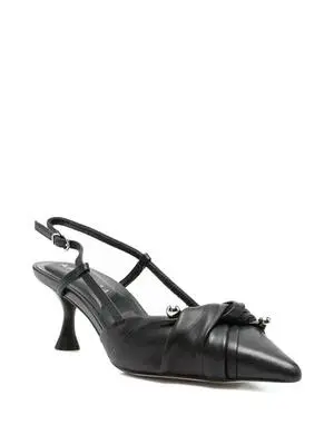 APEPAZZA Glow Knotted Leather Pumps - Black