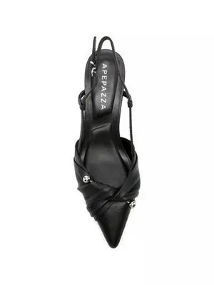 APEPAZZA Glow Knotted Leather Pumps - Black