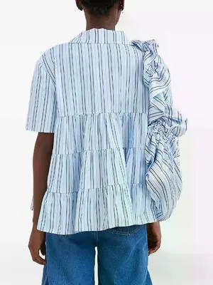 OPÉRASPORT Striped Shirt With Ruffle Detail