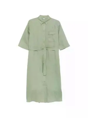 Max Mara Button Belt Linen Midi Dress