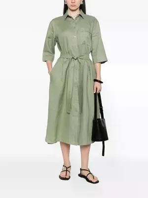 Max Mara Button Belt Linen Midi Dress