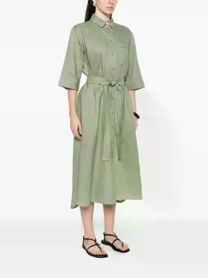 Max Mara Button Belt Linen Midi Dress