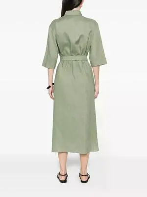 Max Mara Button Belt Linen Midi Dress