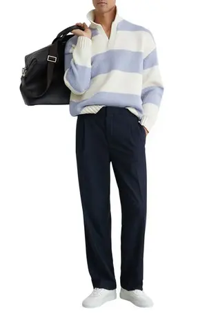REISS Johnny Collar Sweater - White/soft Blue