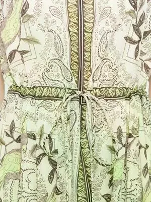 Tory Burch Bird Paisley Midi Shirt Dress - Neutrals