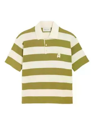 AMI Paris Striped Logo Polo Shirt - Green