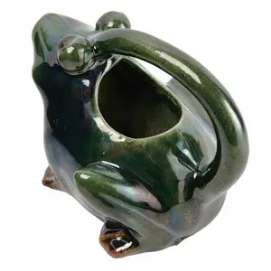 STORIED HOME Stoneware Frog Watering Pitcher