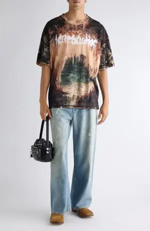 Acne Studios U Trafalgar Paint Splattered Straight Leg Jeans - Light Blue