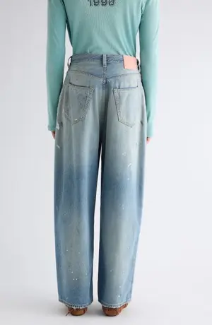 Acne Studios U Trafalgar Paint Splattered Straight Leg Jeans - Light Blue