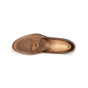 Santoni Laminated Leather Penny Loafer With Woven Toe - Gold