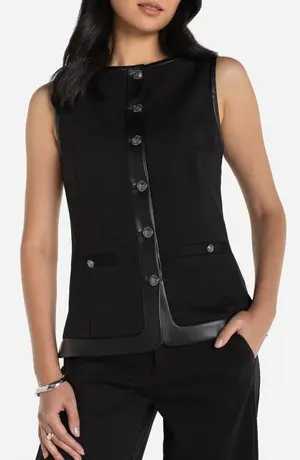 LIVERPOOL Faux Leather Trim Detail Vest