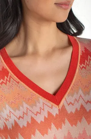 LIVERPOOL Striped Three Quarter Sleeve Sweater