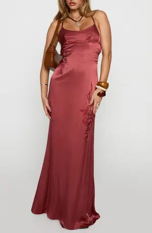 Princess Polly Bead Detail Strappy Back Gown - Red