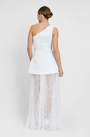 SIX STORIES One-shoulder Lace Skirt Dress