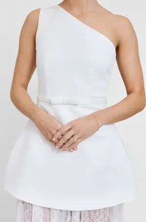 SIX STORIES One-shoulder Lace Skirt Dress