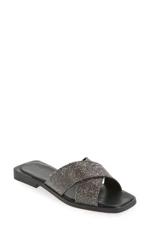 BOTTERO Criss-cross Rhinestone Slides - Preto