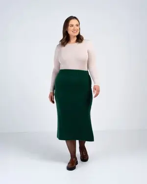 KETTLEWELL Josie Merino Knitted Midi Skirt - Pine