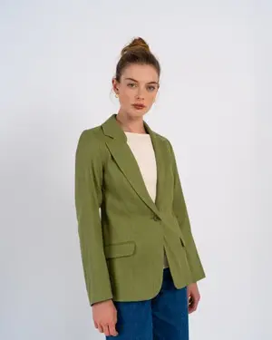 KETTLEWELL Iona Linen Blazer - Olive