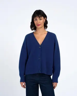 KETTLEWELL Merino Boxy Cardigan - Bright Navy