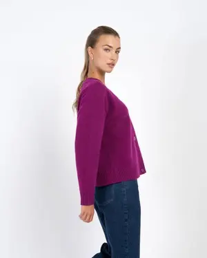 KETTLEWELL Merino Boxy Cardigan - Damson