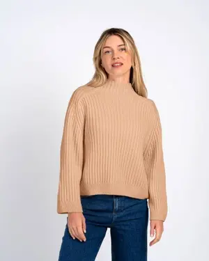 KETTLEWELL Maeve Rib Knit Sweater - Sesame