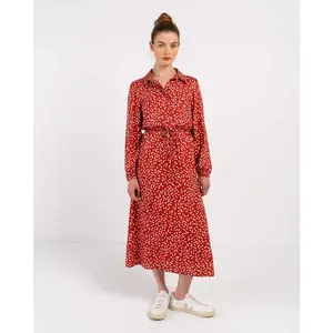 KETTLEWELL Delilah Polka Dot Viscose Midi Shirt Dress - Chilli Polka Dot