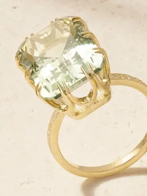 Ileana Makri Solitaire 18-karat Gold, Amethyst And Diamond Ring - Green