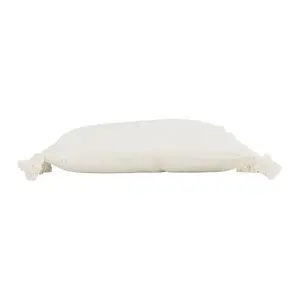 STORIED HOME Woven Cotton Slub Lumbar Pillow With Tassels