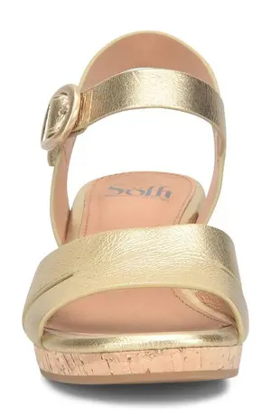 SOFFT Vanessa Ankle Strap Platform Wedge Sandal - Gold