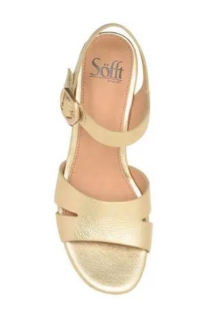 SOFFT Vanessa Ankle Strap Platform Wedge Sandal - Gold