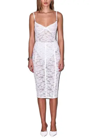 FLEUR DU MAL Le Stretch Lace Pencil Skirt - Ivory
