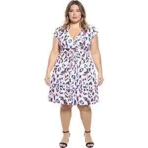 24seven Comfort Apparel Animal Print Day Dresses