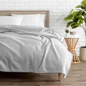 BARE HOME Lightweight Polar Fleece Throw Blanket - Light Grey