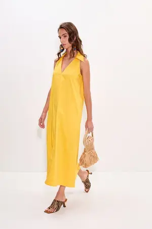 SIMONMILLER Nava Poplin Midi Dress - Sungold